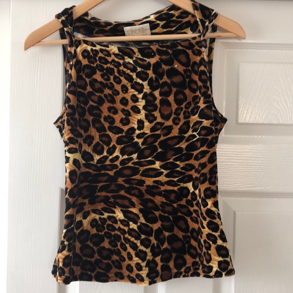 Cache | Tops | Vintage Cache Velvet Leopard Tank Top | Poshmark